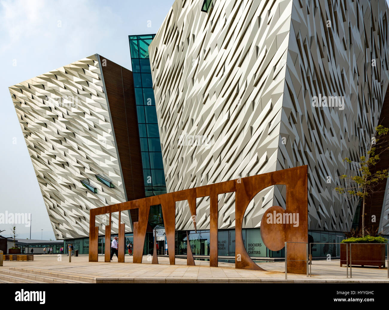 The Titanic Belfast building (Eric Kuhne and Associates 2012) and sign ...