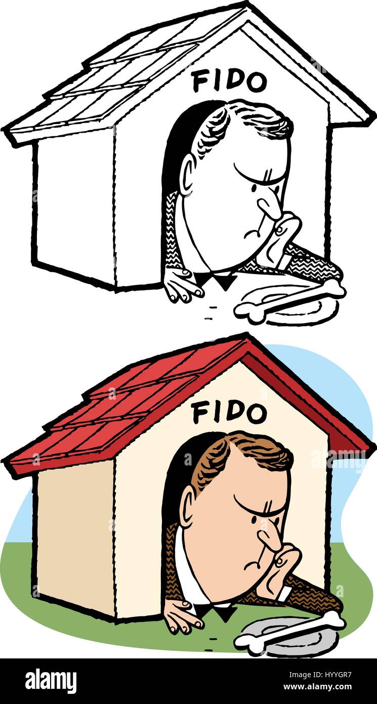 A man in trouble with his wife in the doghouse Stock Vector Image & Art ...