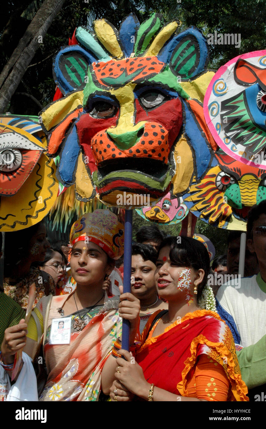 A colourful rally brings out from the Fine Art Institute of Dhaka ...