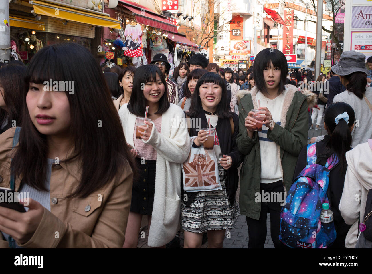 Takeshita Street in Harajuku, Tokyo is a popular area for fashion and ...