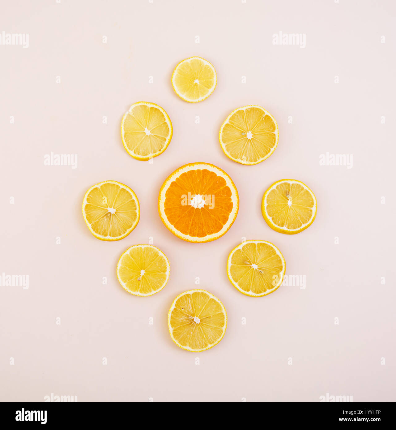 Sliced fruit. Geometric figure of fruits. Top View Stock Photo - Alamy