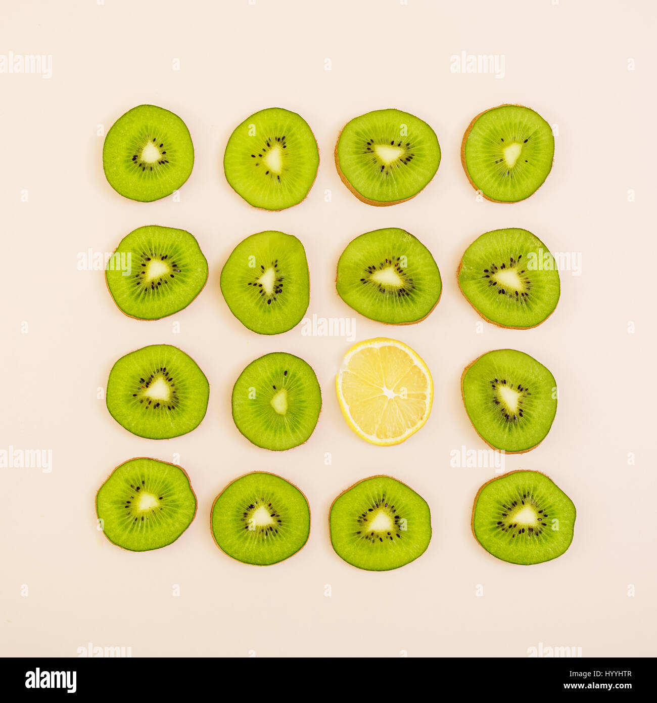 Sliced fruit. Geometric figure of fruits. Top View Stock Photo - Alamy