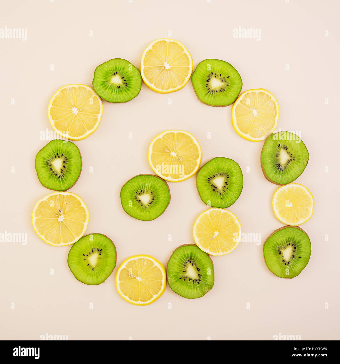 Sliced fruit. Geometric figure of fruits. Top View Stock Photo - Alamy