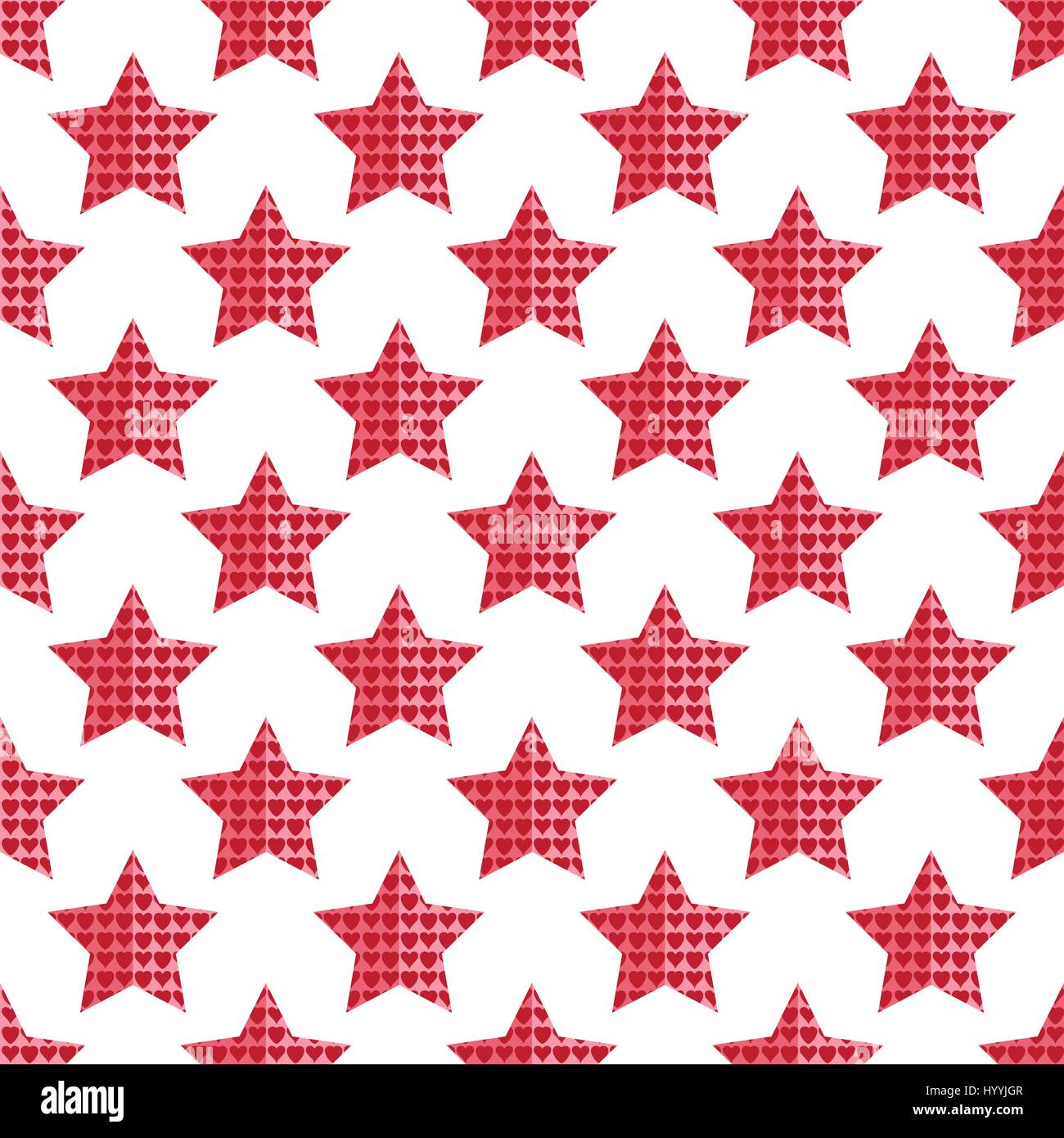 Seamless pattern of the five-pointed star composed of red hearts Stock ...