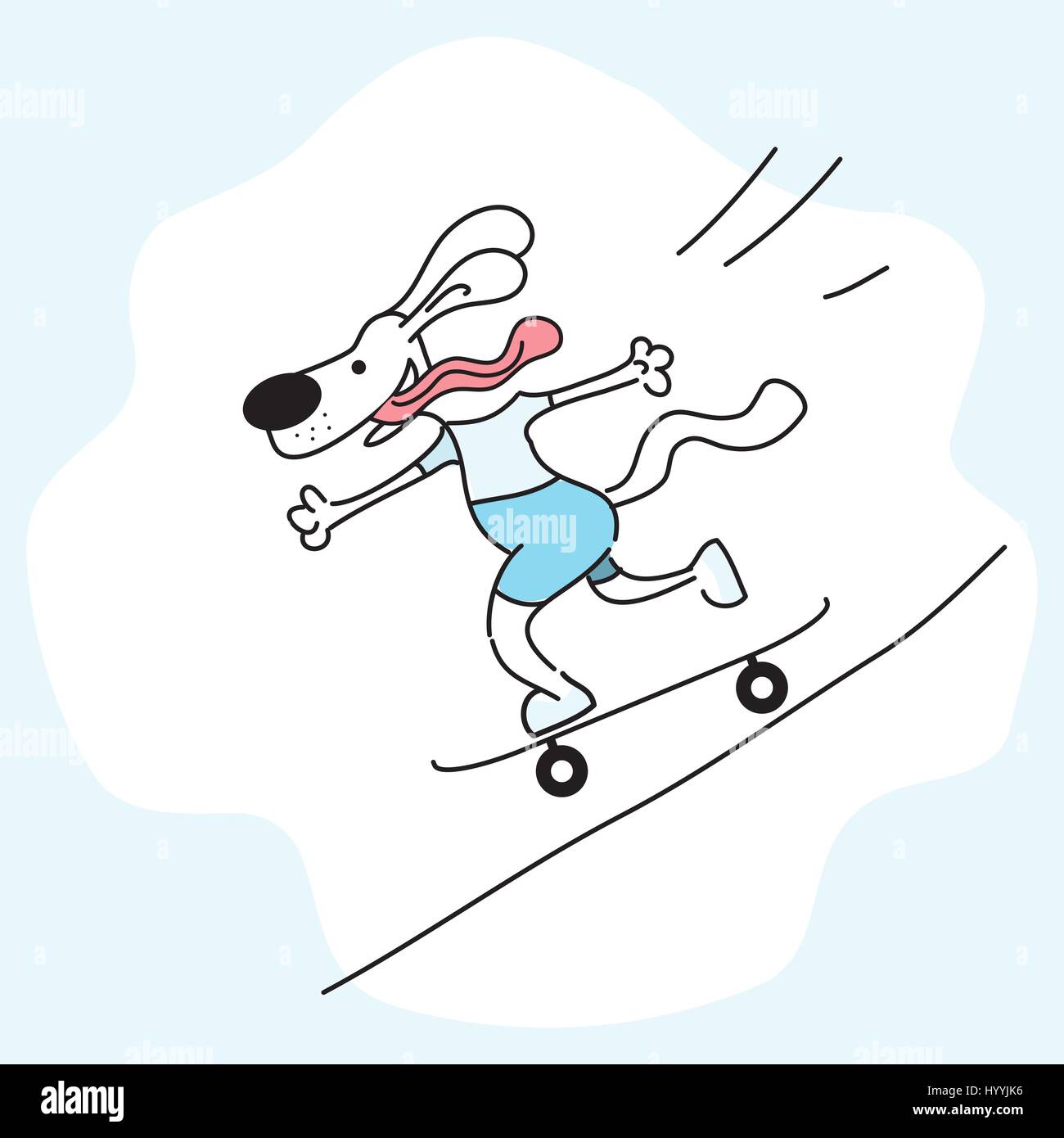 illustration of cartoon dog riding a skateboard Stock Vector Image ...