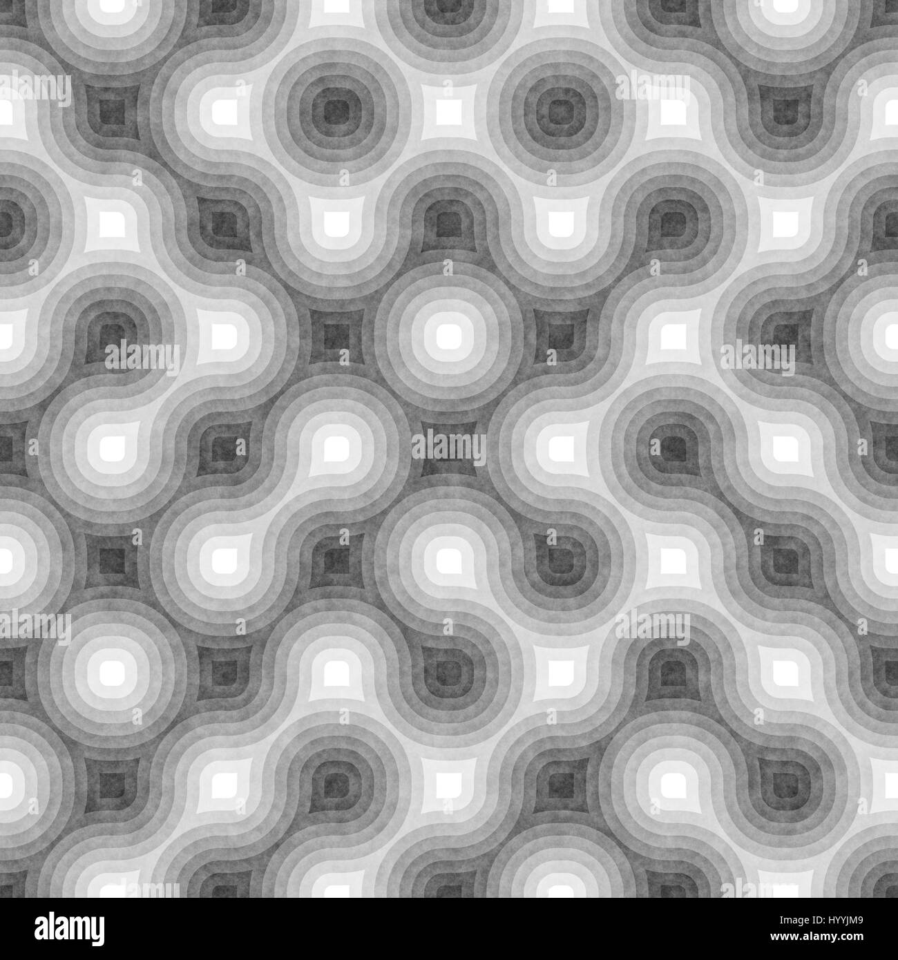 Seamless Black and White Tangled Round Stripes. Textured Geometric ...