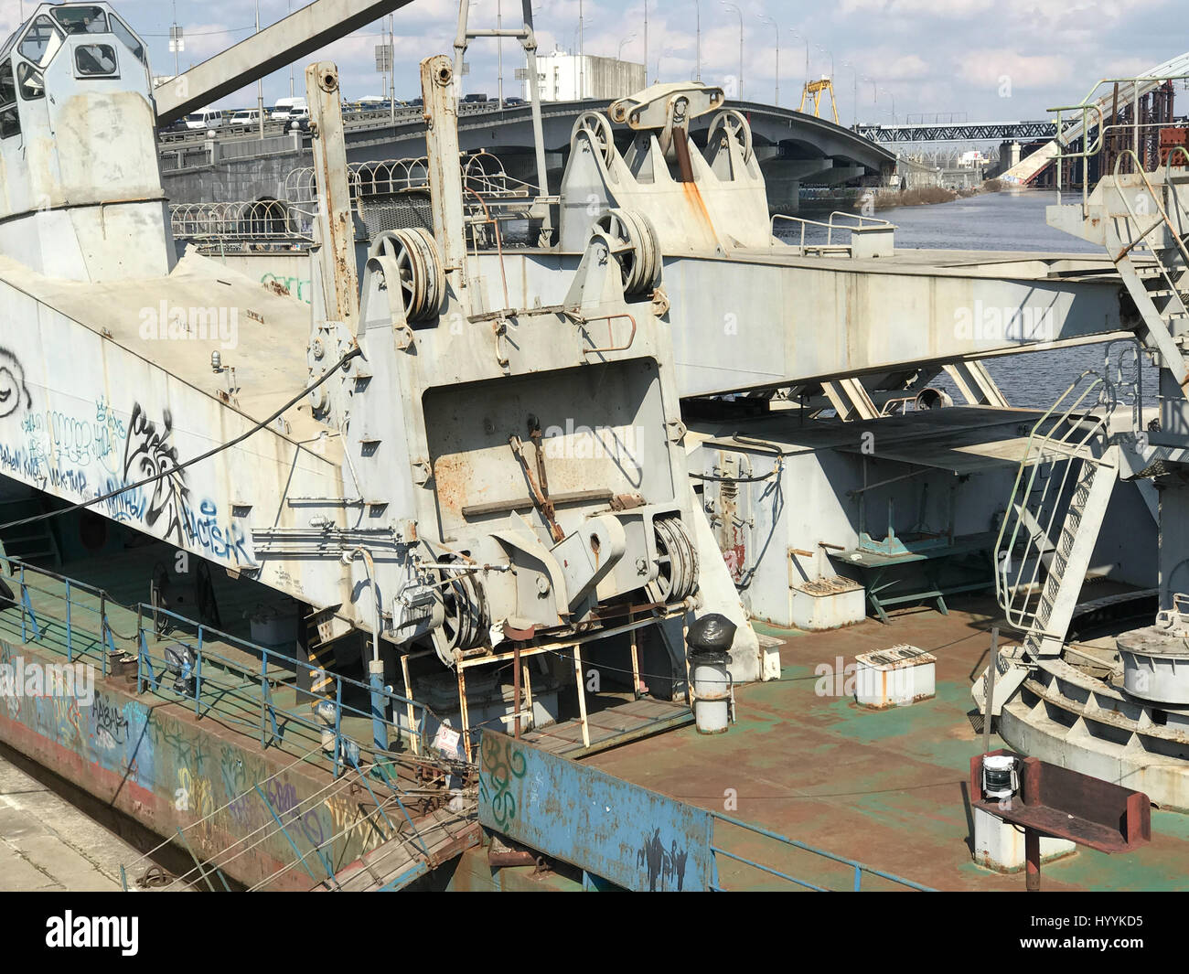 Rusty vintage abandoned ship ferry Stock Photo - Alamy