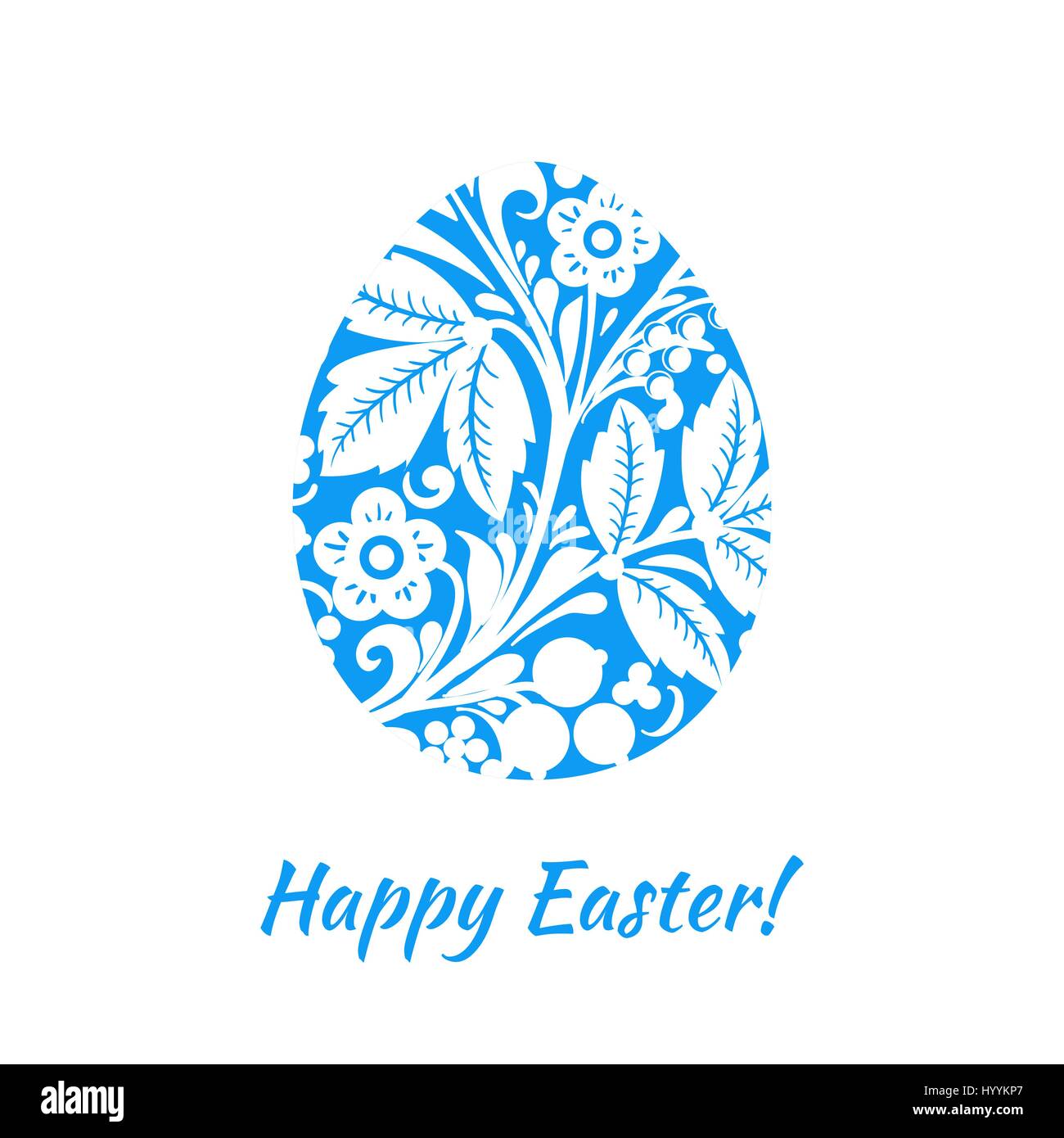 Greeting card with a happy Easter. The egg is painted with a flo Stock ...