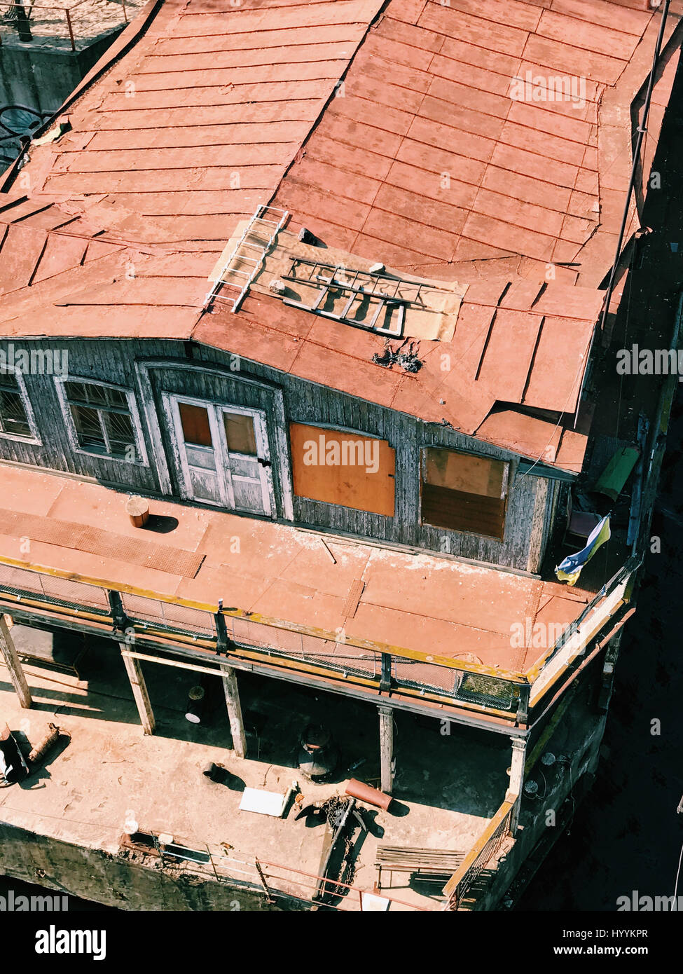 Rusty vintage abandoned ship ferry Stock Photo - Alamy