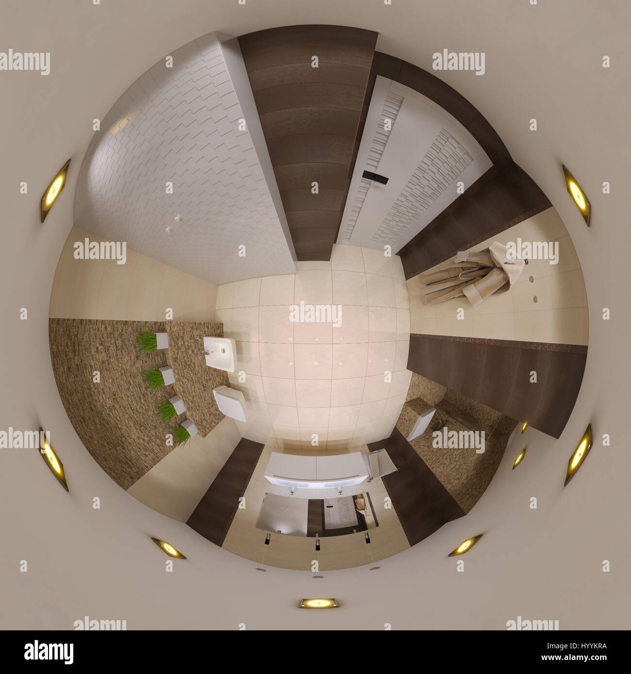 3d Render 360 panorama of bathroom interior Stock Photo - Alamy