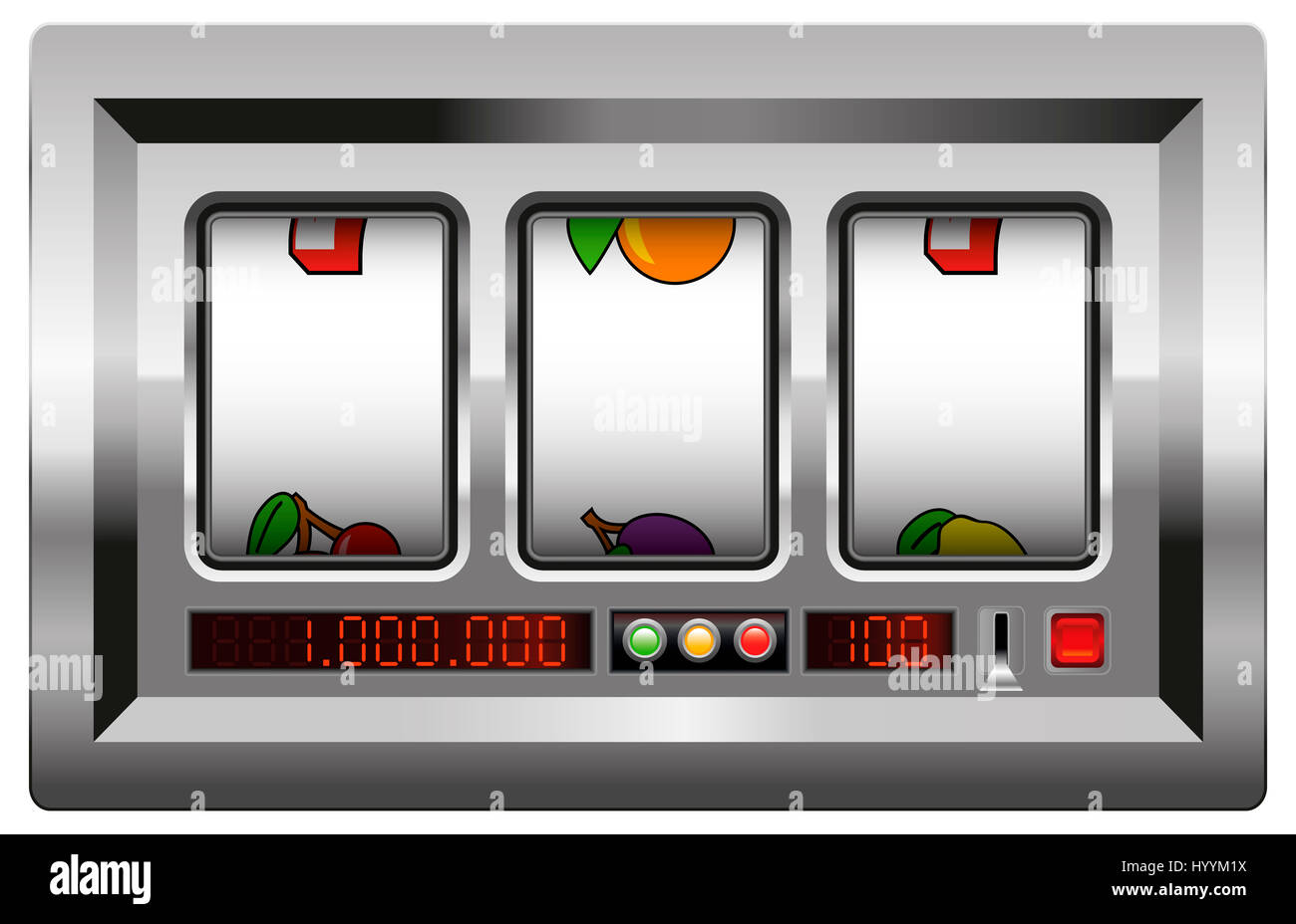 Slot machine with blank reels to insert your company logo or any text ...