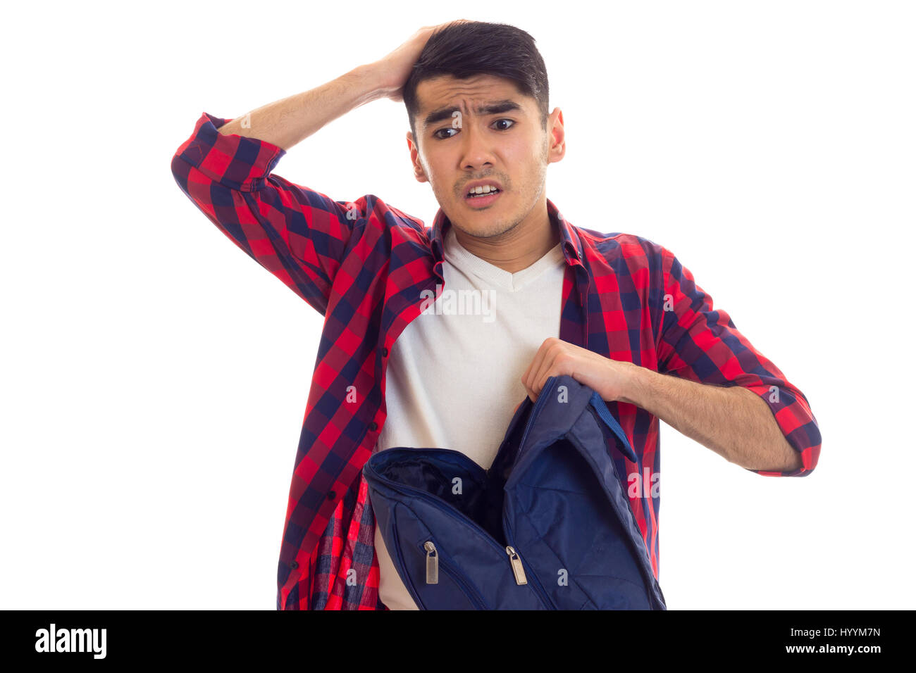 Young man with backpack Stock Photo - Alamy
