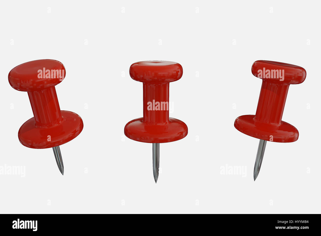 3D rendering of push pins isolated on white background Stock Photo - Alamy