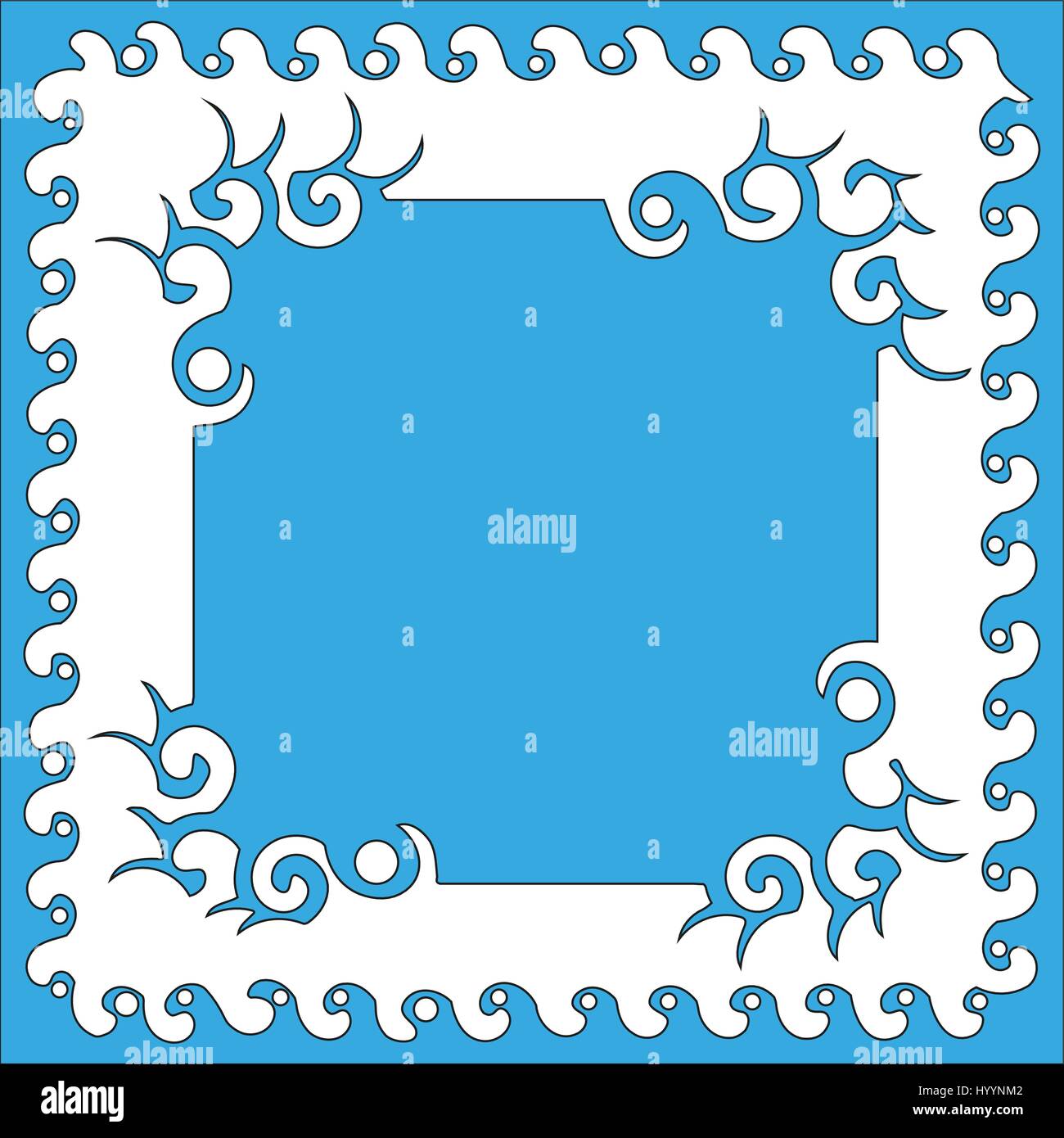 Abstract blue background of white patterned frame for your text ...