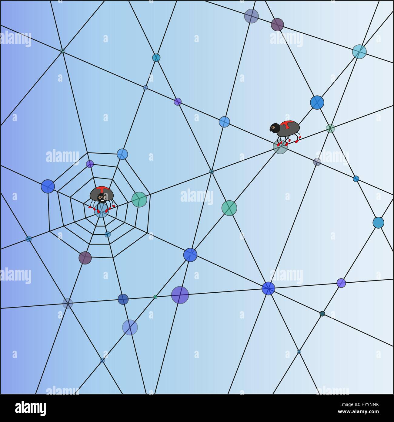 Abstract background of blue with a gradient of the two spiders in the ...