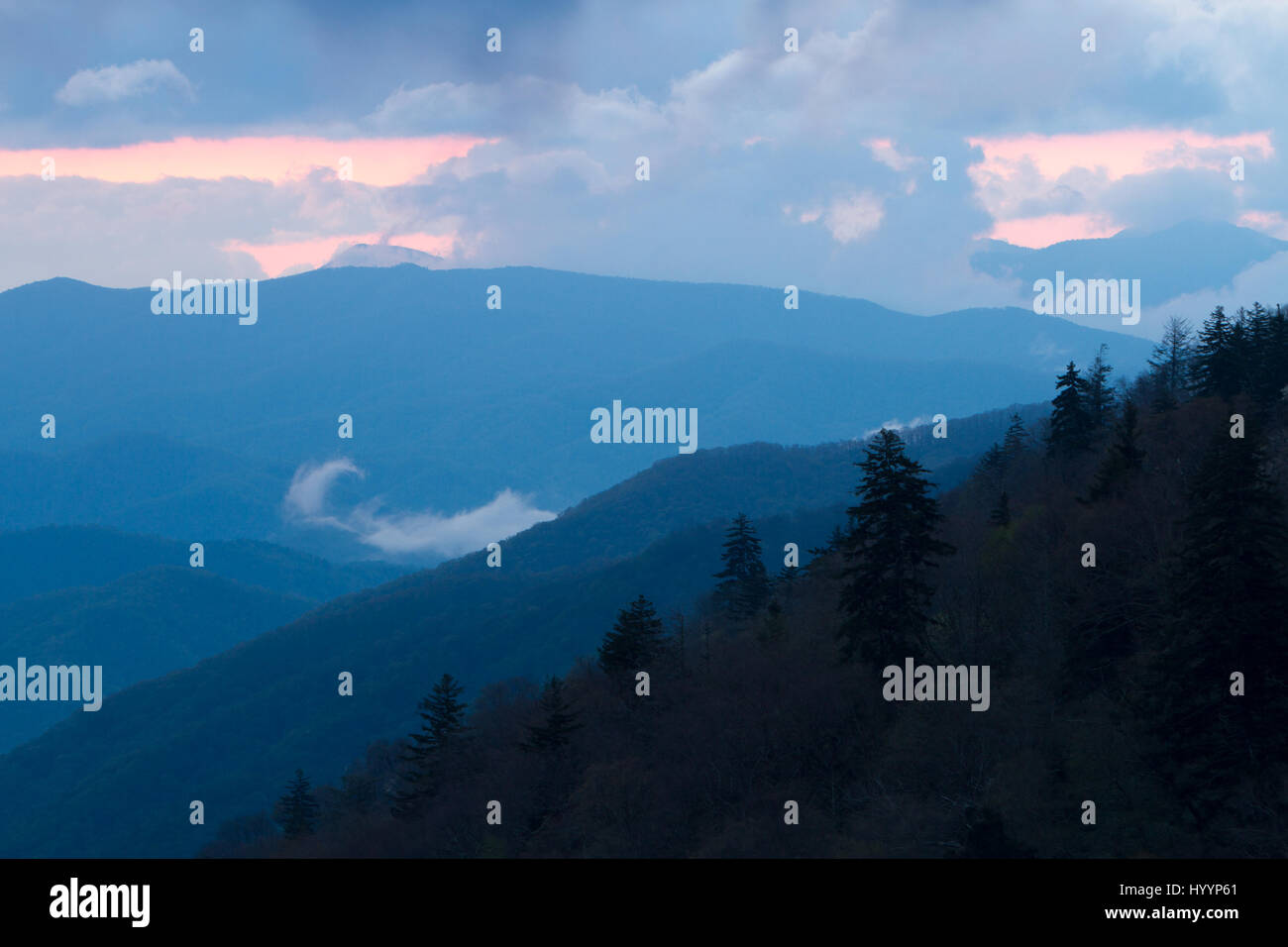 Newfound Gap Smoky Mountains sunrise Stock Photo - Alamy