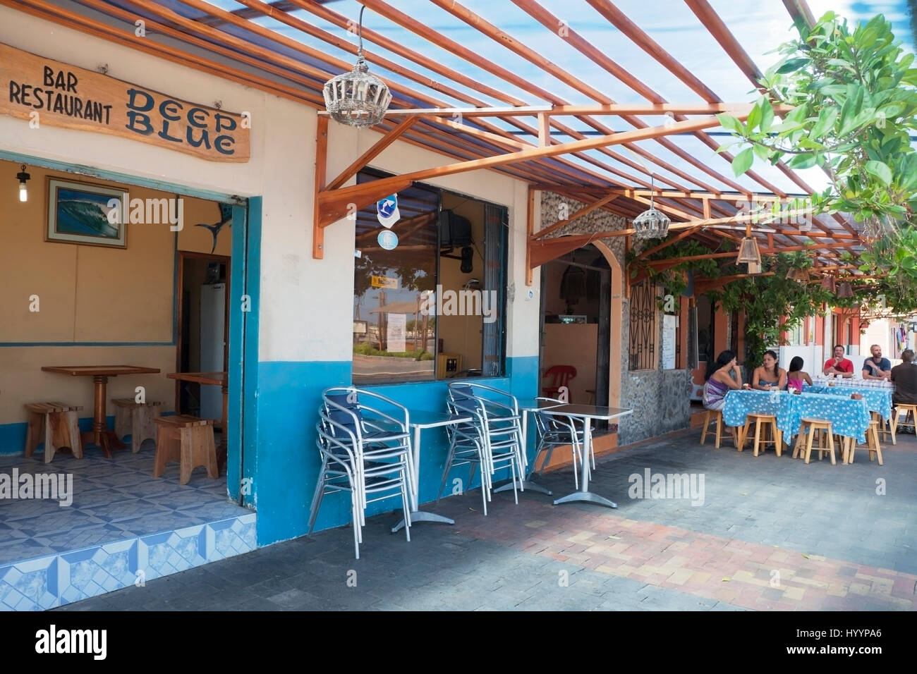 Deep Blue bar and restaurant in Puerto Baquerizo Moreno town, the ...