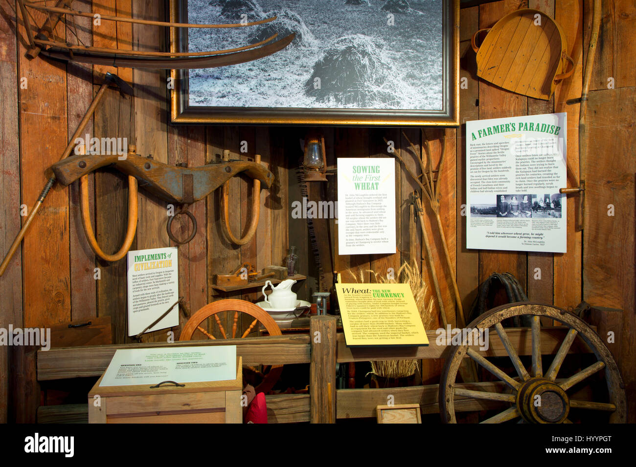 Visitor Center display, Champoeg State Park, Oregon Stock Photo - Alamy