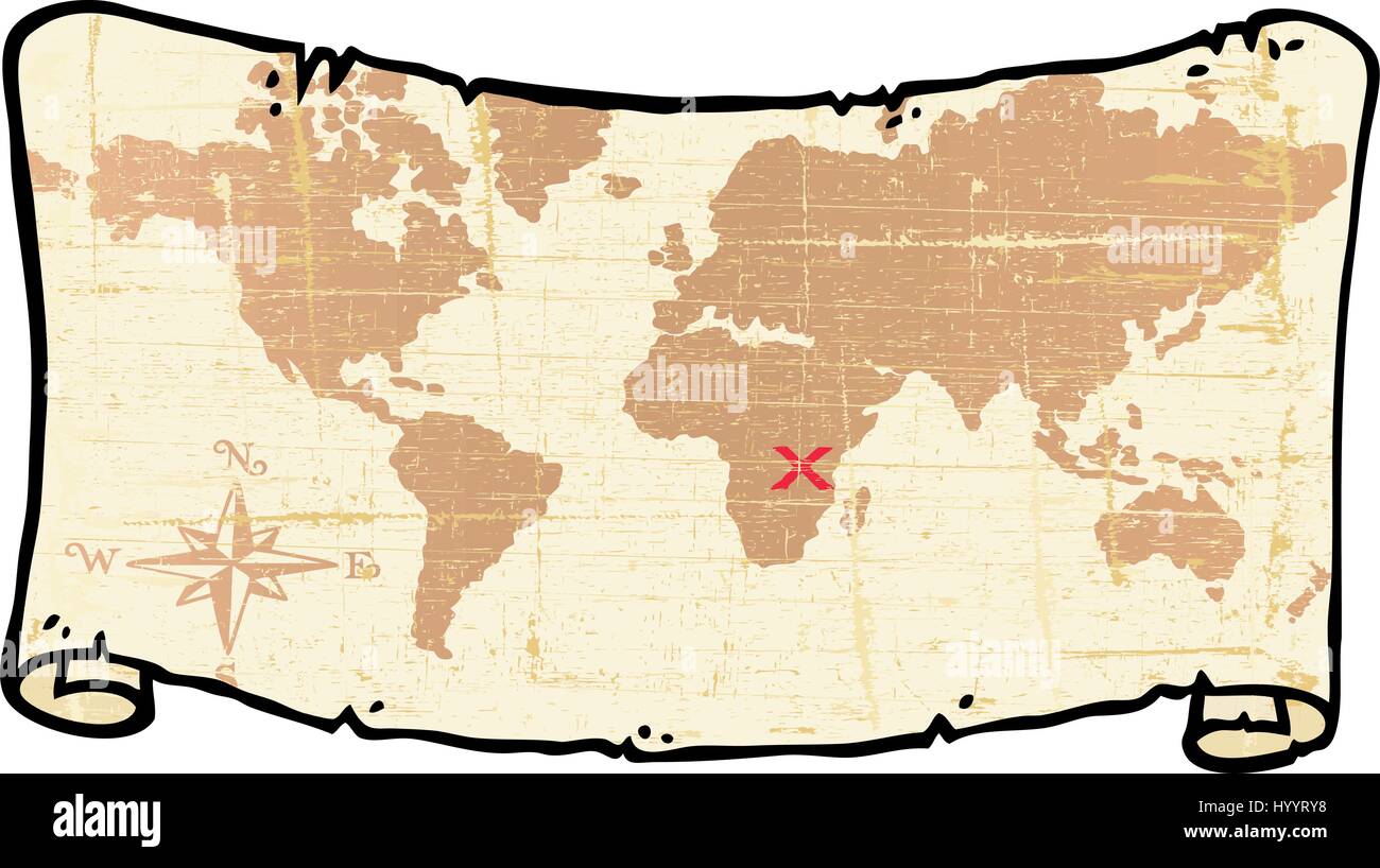 Treasure Map Scroll. Vector Illustration Stock Vector Image & Art - Alamy