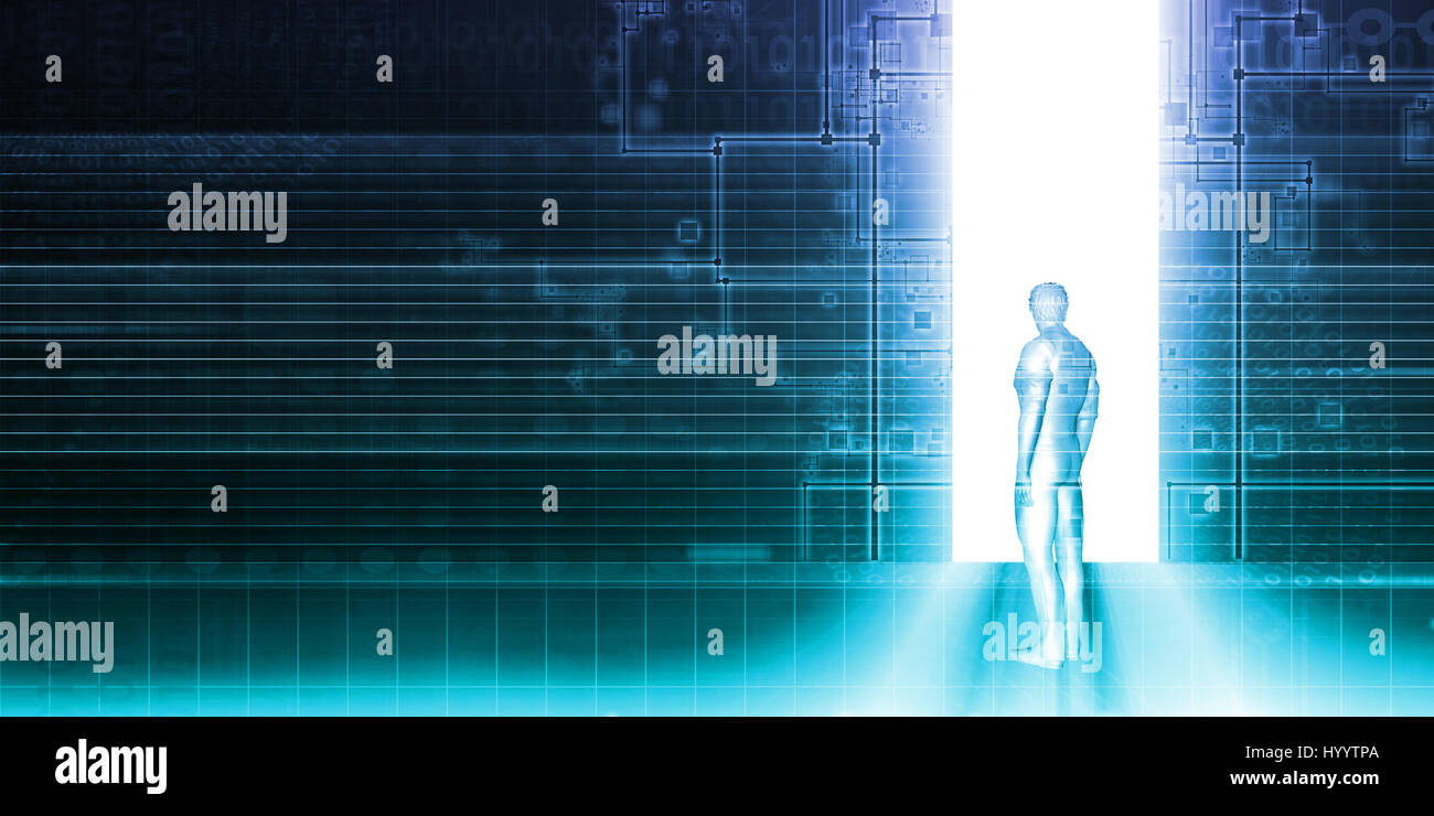 Stepping into the Future as a Business Technology Concept Stock Photo ...