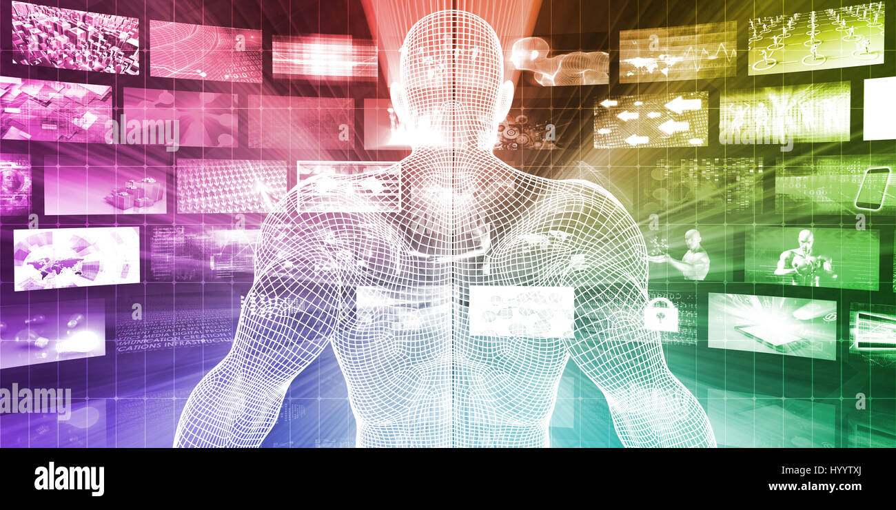 Security Network with System Admin Scanning Data Packets Stock Photo ...