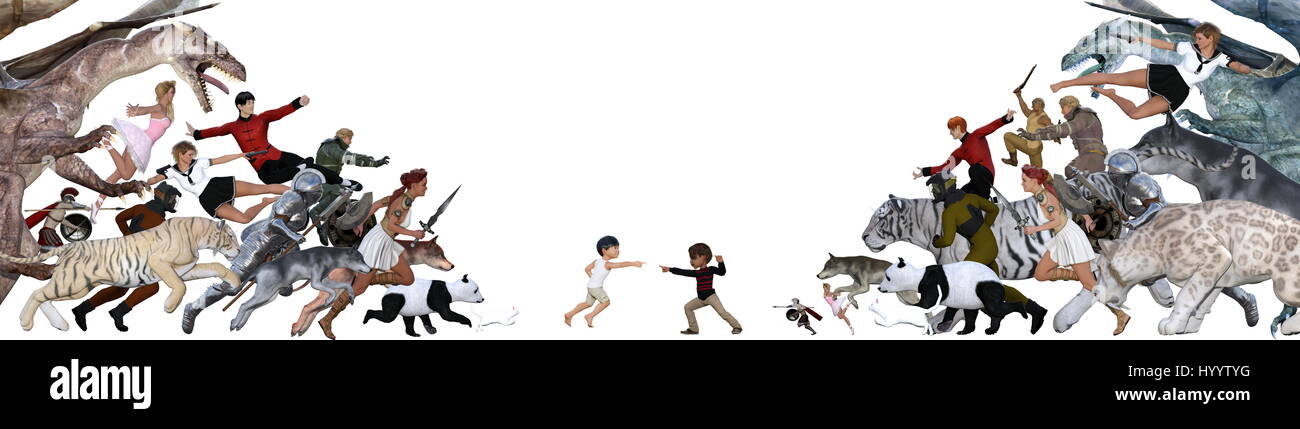 Cartoon fight between girl and boy hi-res stock photography and images ...