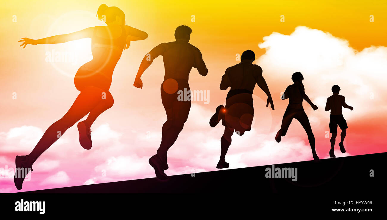 Running Abstract with Marathon Runners Racing in a Line Stock Photo - Alamy