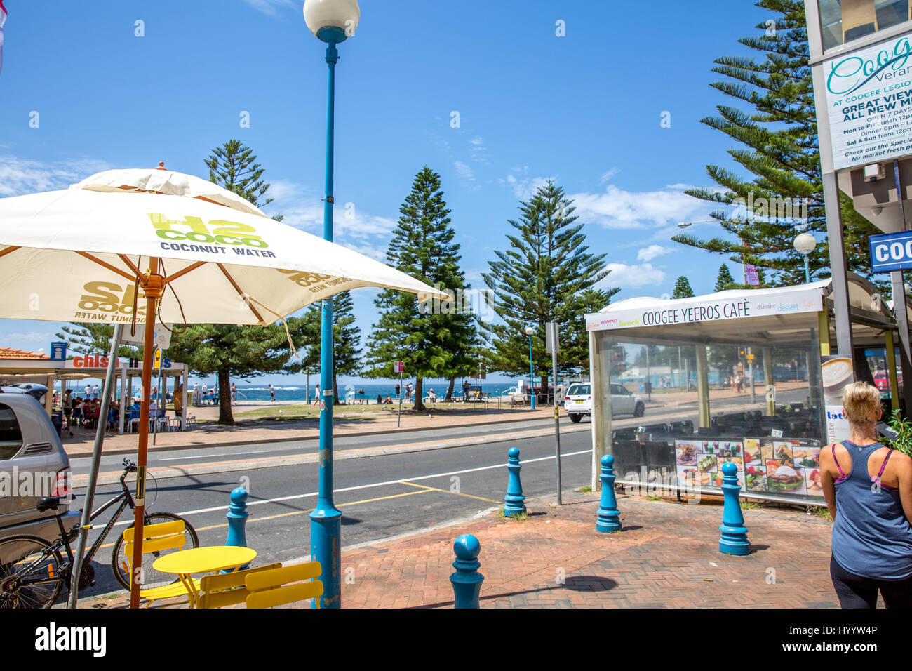 Shops and cafes at Coogee Beach in Sydney eastern suburbs,New South ...
