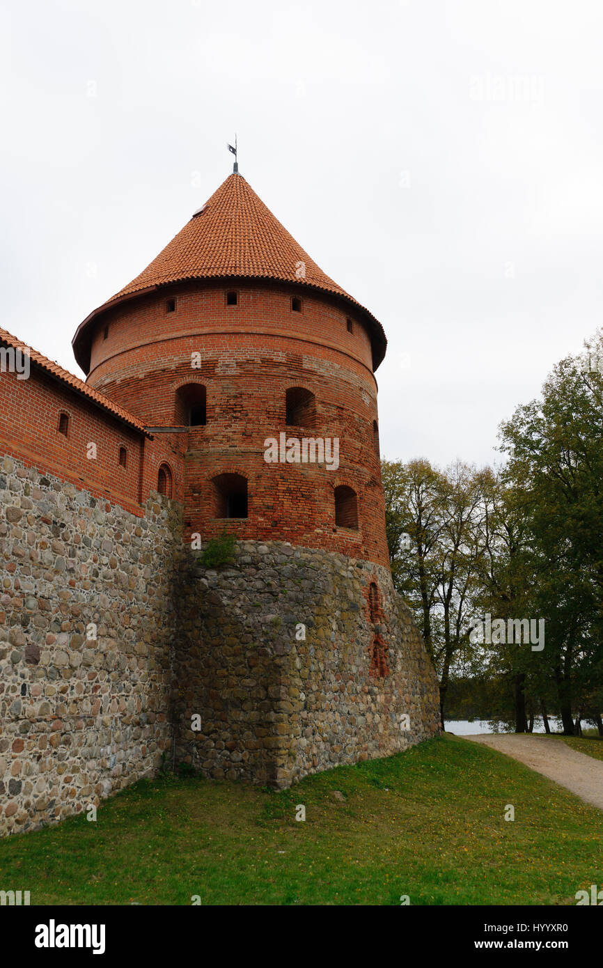 castle tower of red brick is part of the defensive structure Stock ...