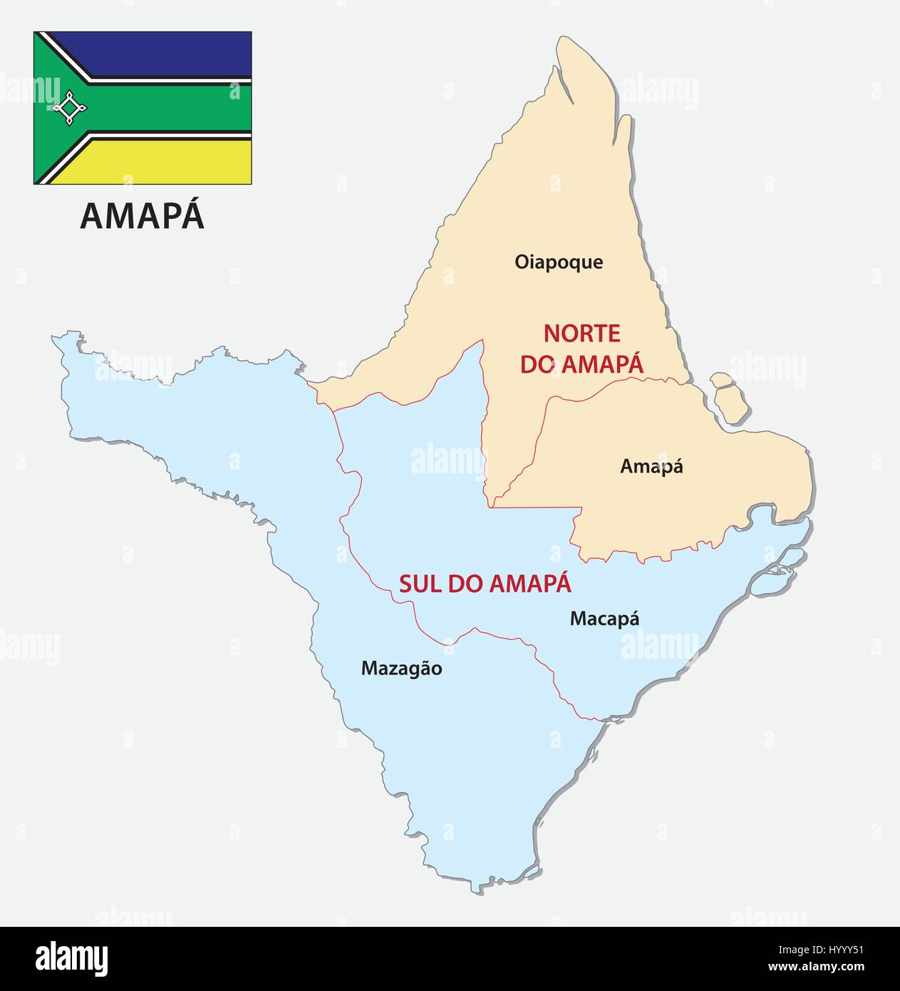amapa administrative and political map with flag Stock Vector Image ...