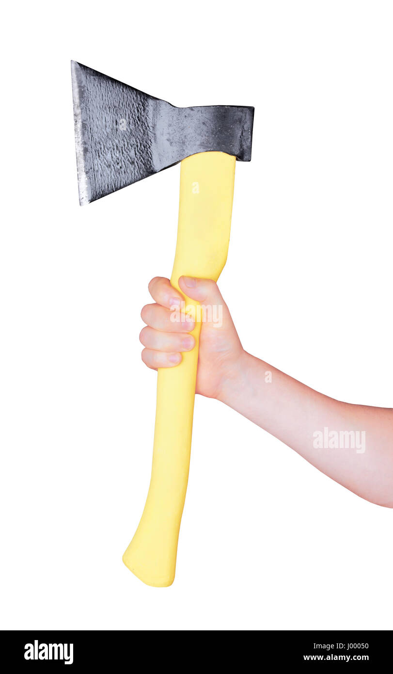 Yellow axe in hand hi-res stock photography and images - Alamy