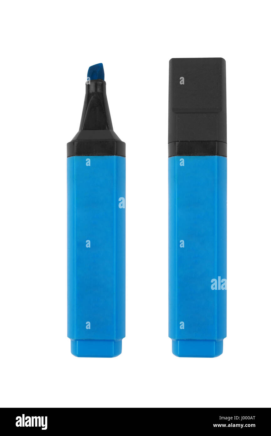 Blue highlighter isolated on white background Stock Photo - Alamy