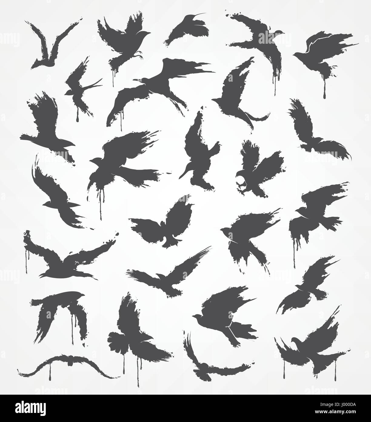 figures of flying birds in grunge style Stock Vector Image & Art - Alamy