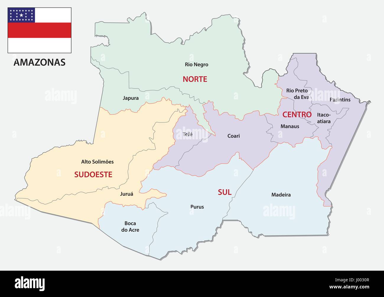 amazonas administrative and political map with flag Stock Vector Image ...