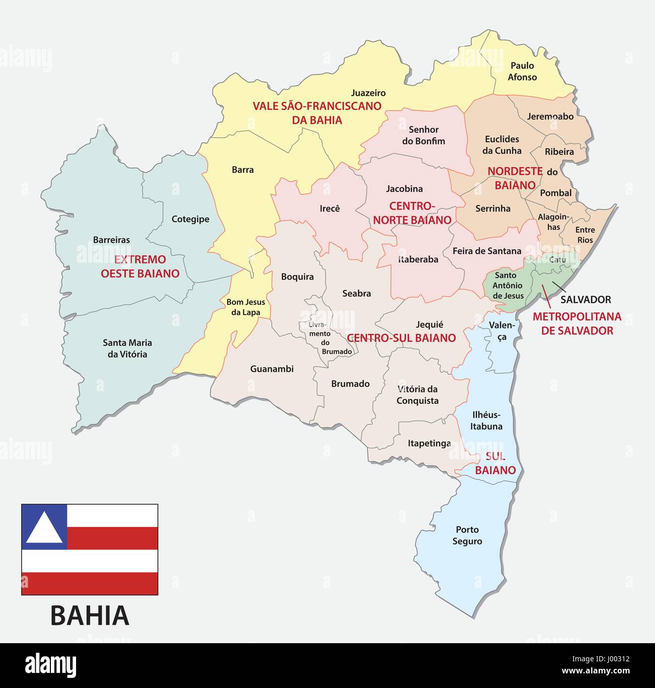 bahia administrative and political map with flag Stock Vector Image ...