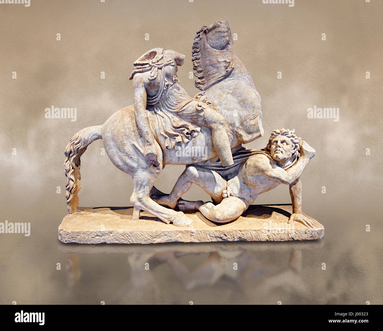 Roman Statue of an Amazon on horseback and a Barbarian, 2nd cent AD ...