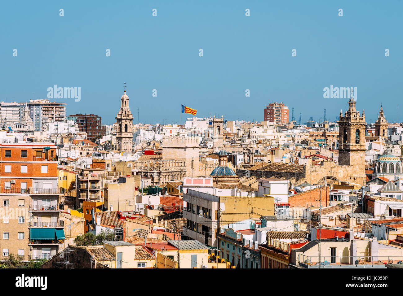 Aerial Panoramic View Of Valencia City In Spain Stock Photo - Alamy