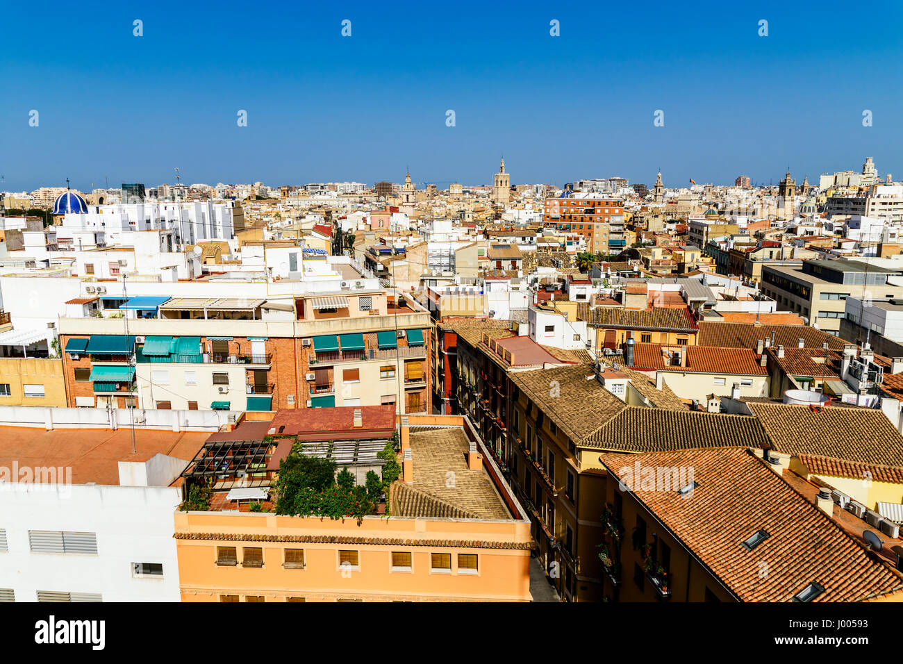 Aerial Panoramic View Of Valencia City In Spain Stock Photo - Alamy
