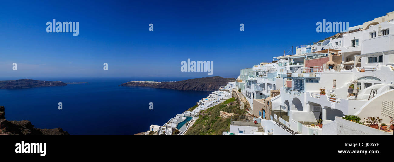 Santorini island, Greece - Fira caldera over Aegean sea Stock Photo - Alamy