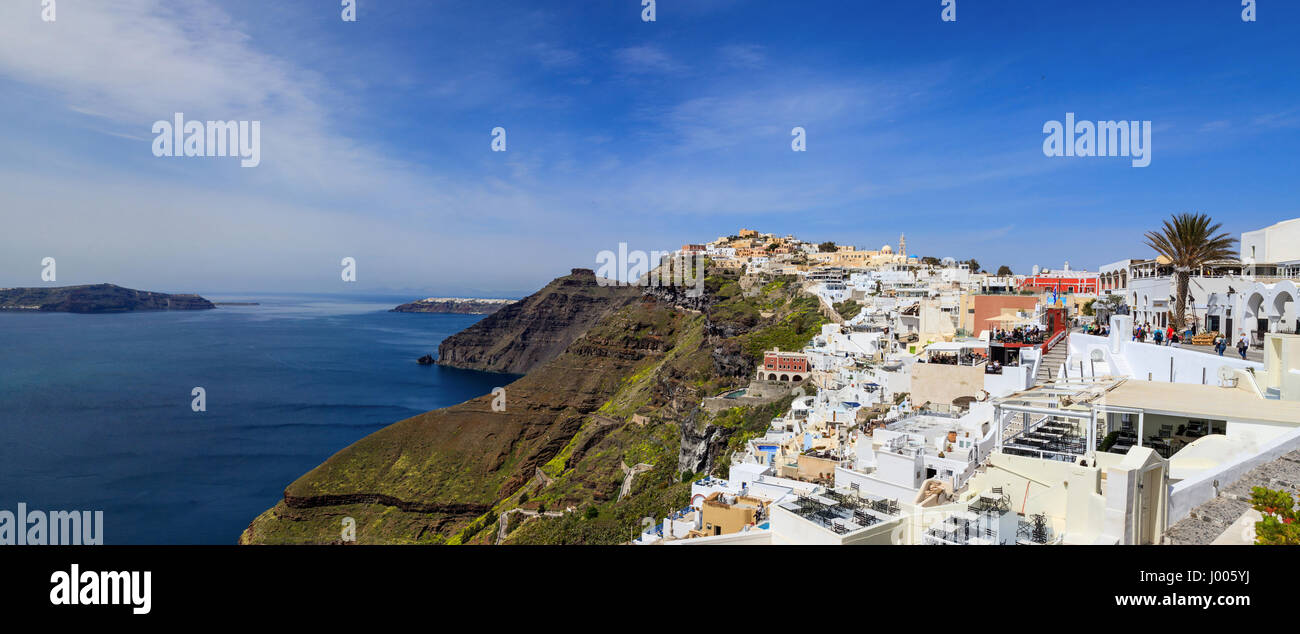 Santorini island, Greece - Fira caldera over Aegean sea Stock Photo - Alamy