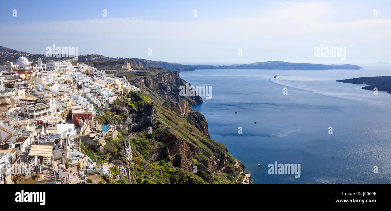 Santorini island, Greece - Fira caldera over Aegean sea Stock Photo - Alamy