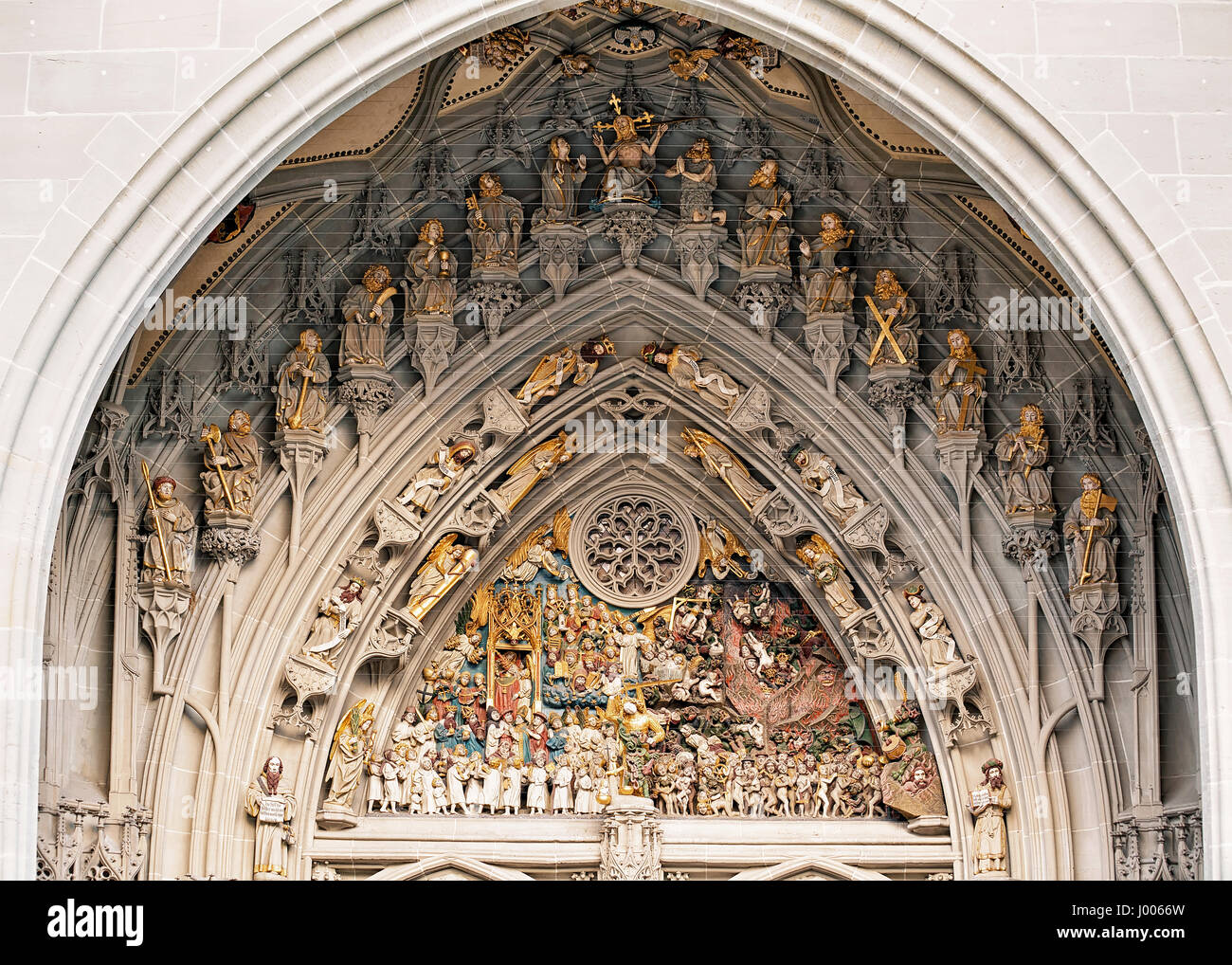 Decoration of Entrance door into Bern Minster in the old city center of ...