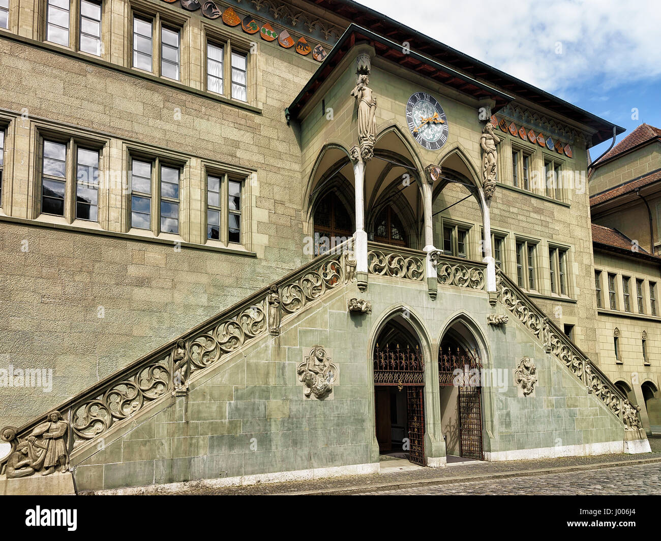 Rathaus as old city hall building in old city center of Bern ...