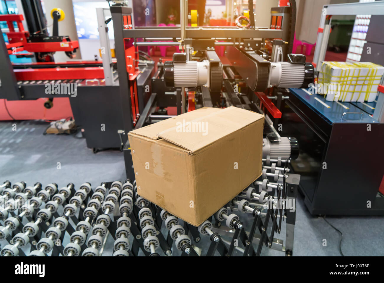 production line with automatic conveyor belt, industry track Stock ...