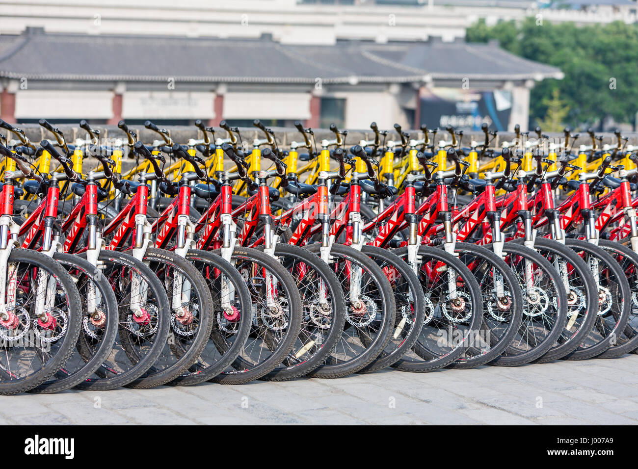 Bicycle Hire on Xian city wall China Stock Photo - Alamy