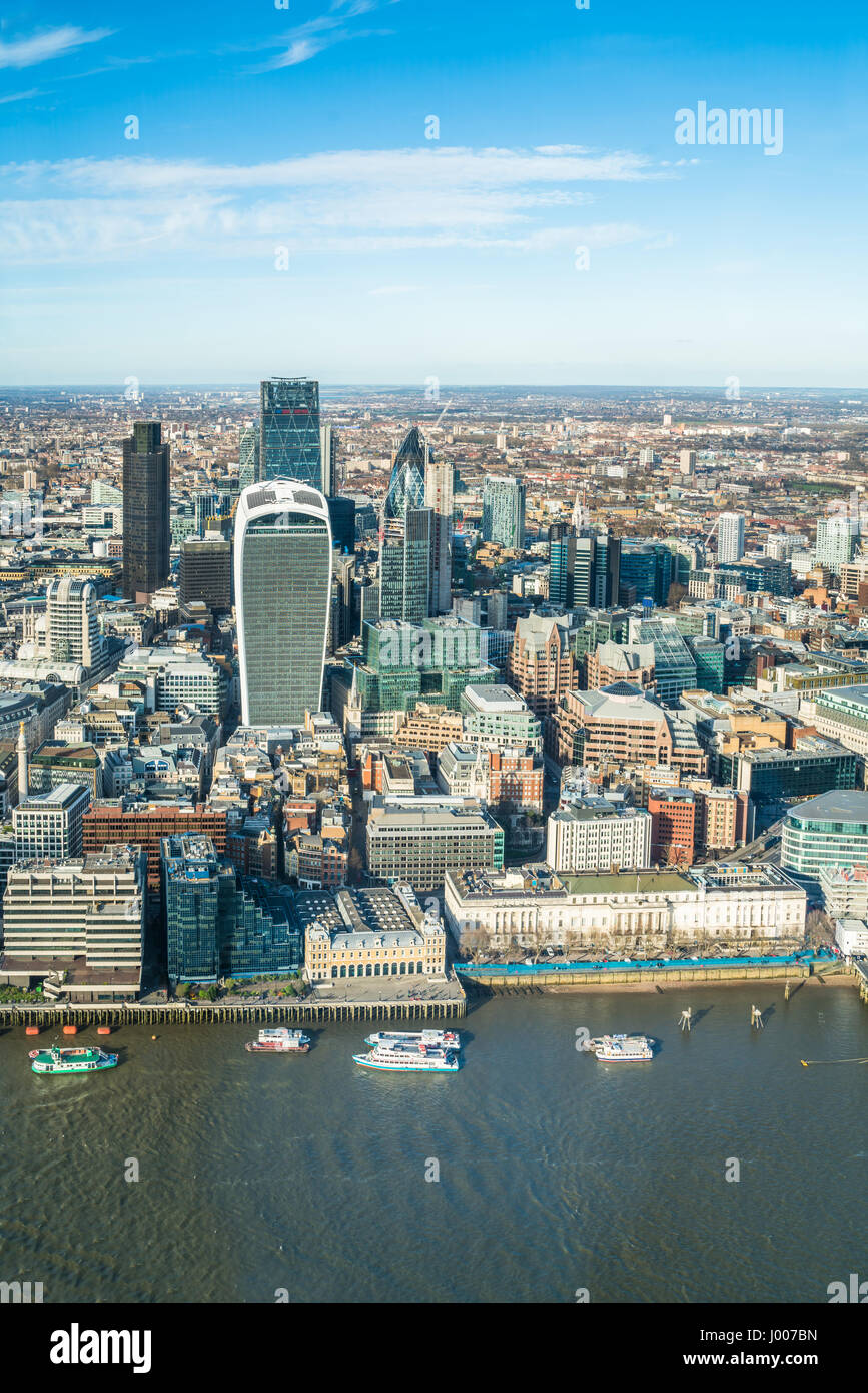 LONDON, UK - March 09, 2017: Panoramic aerial view of London with ...