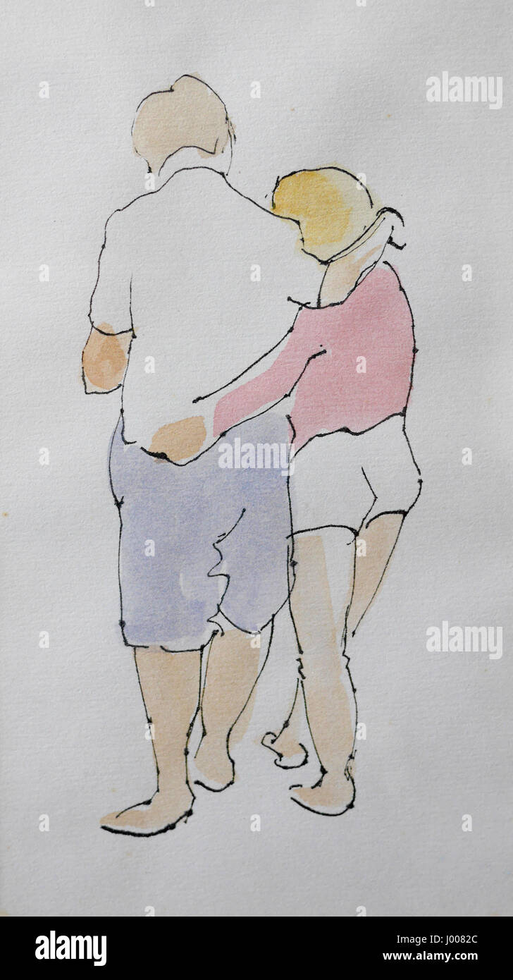 A young couple walk arms around each other Stock Photo - Alamy