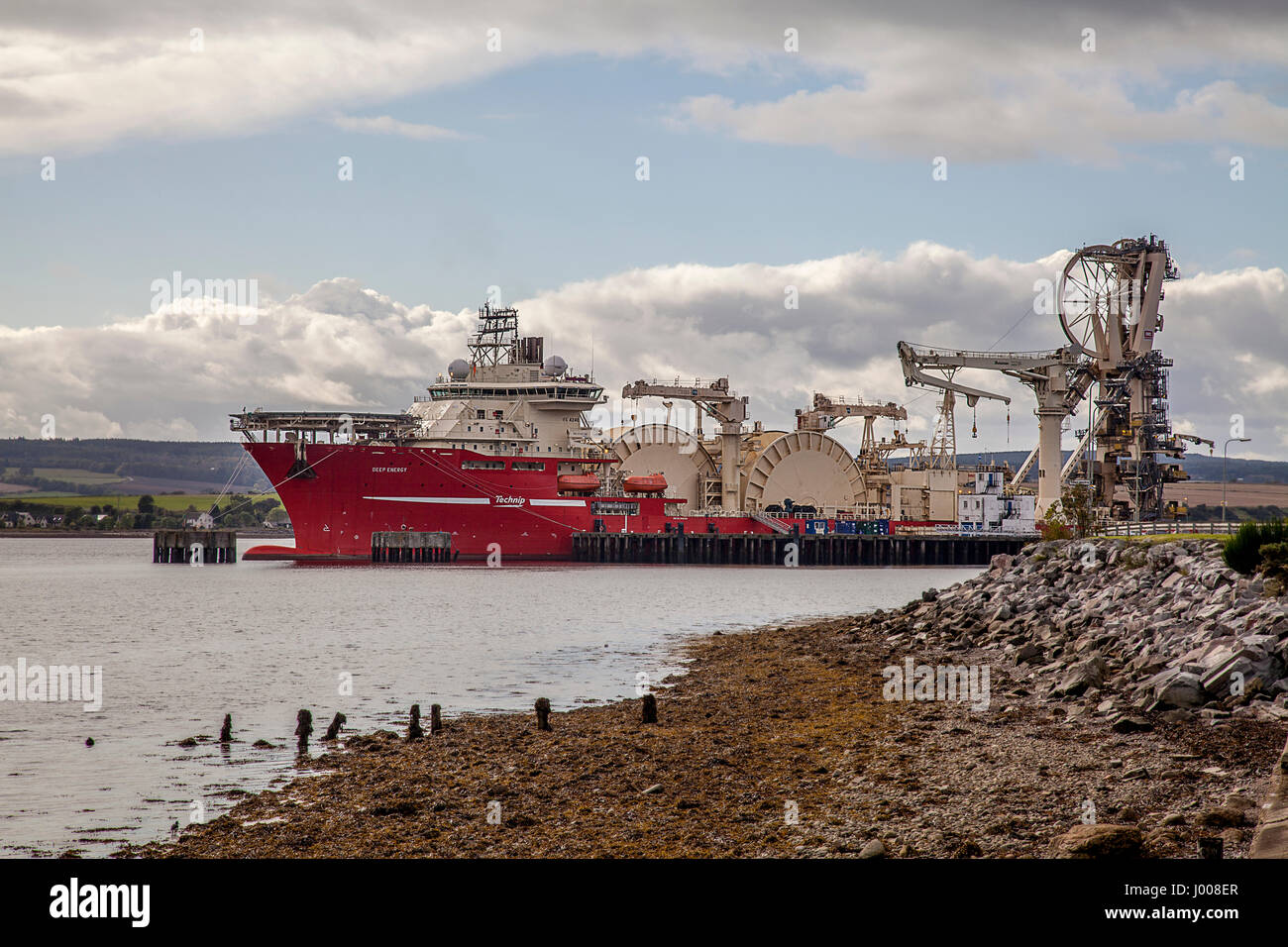Pipelaying Vessel Deep Energy at Port of Invergordon Stock Photo - Alamy