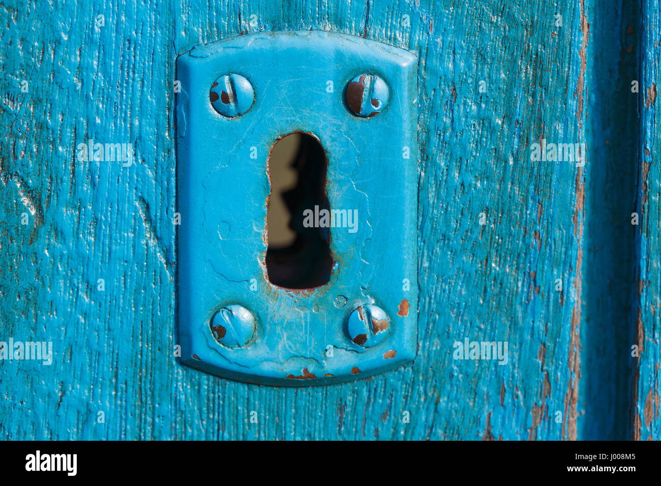 blue old door lock Stock Photo - Alamy