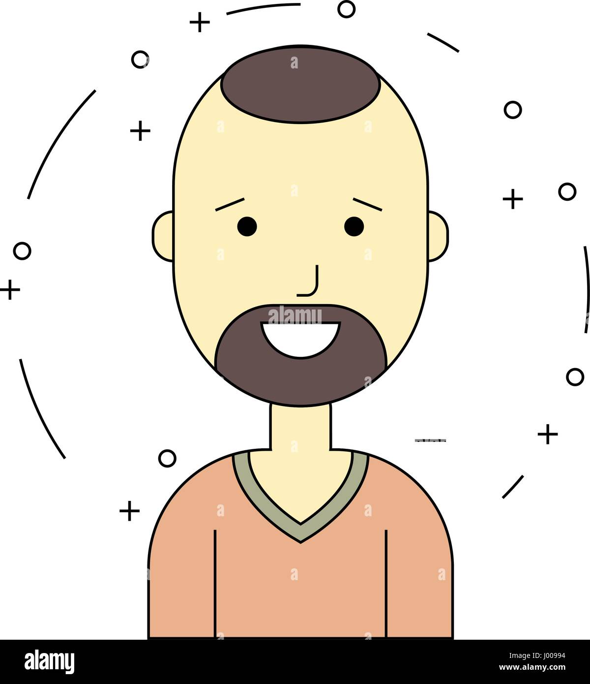 Smiling man hipster character. Vector illustration of color icon in ...